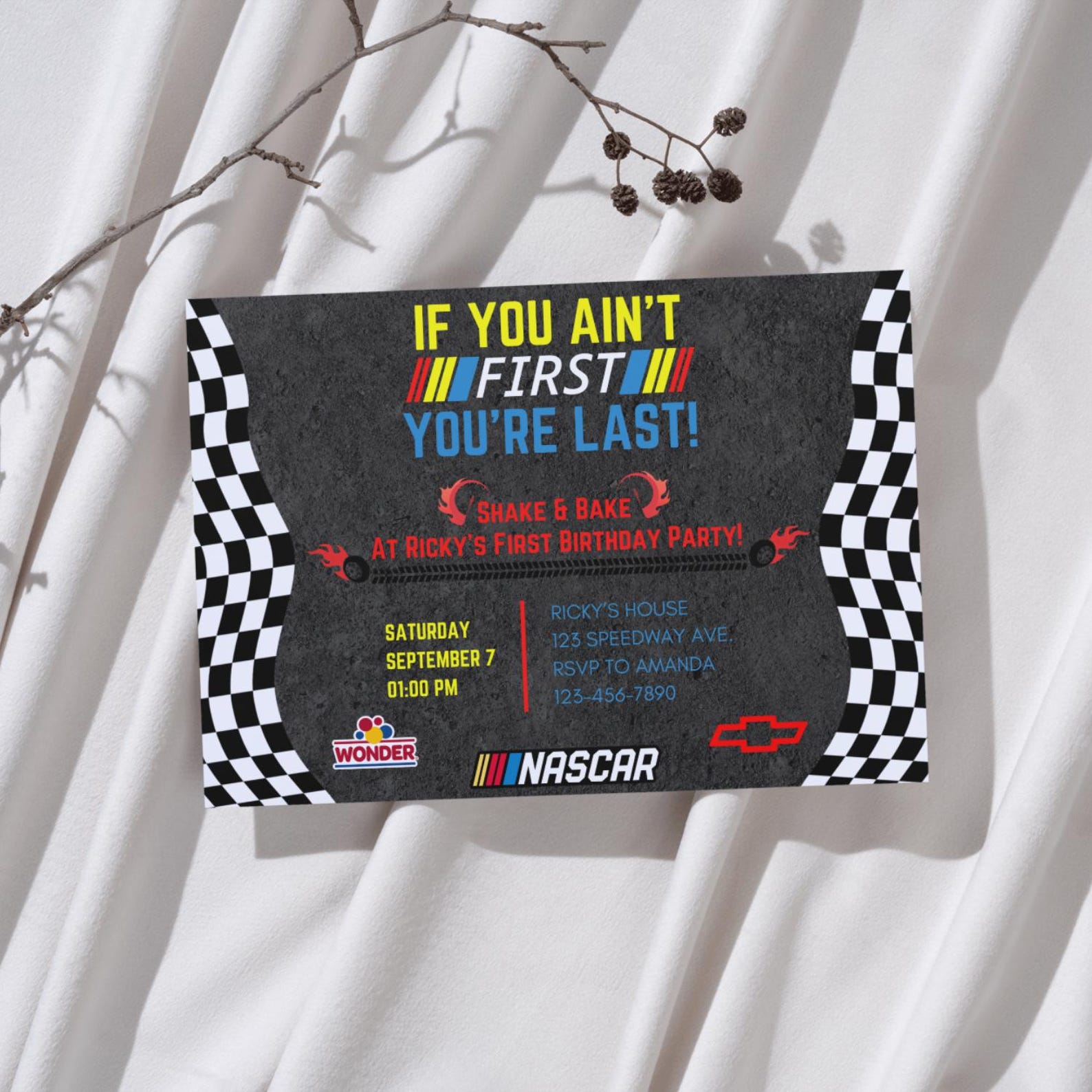 Ricky Bobby 1st Birthday Invitation: Nascar Theme (canva Template) - Etsy