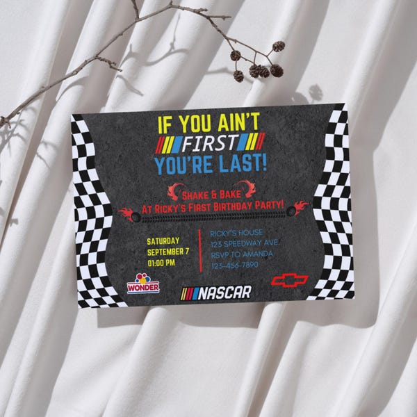 Nascar 1st Birthday Invitations - Etsy