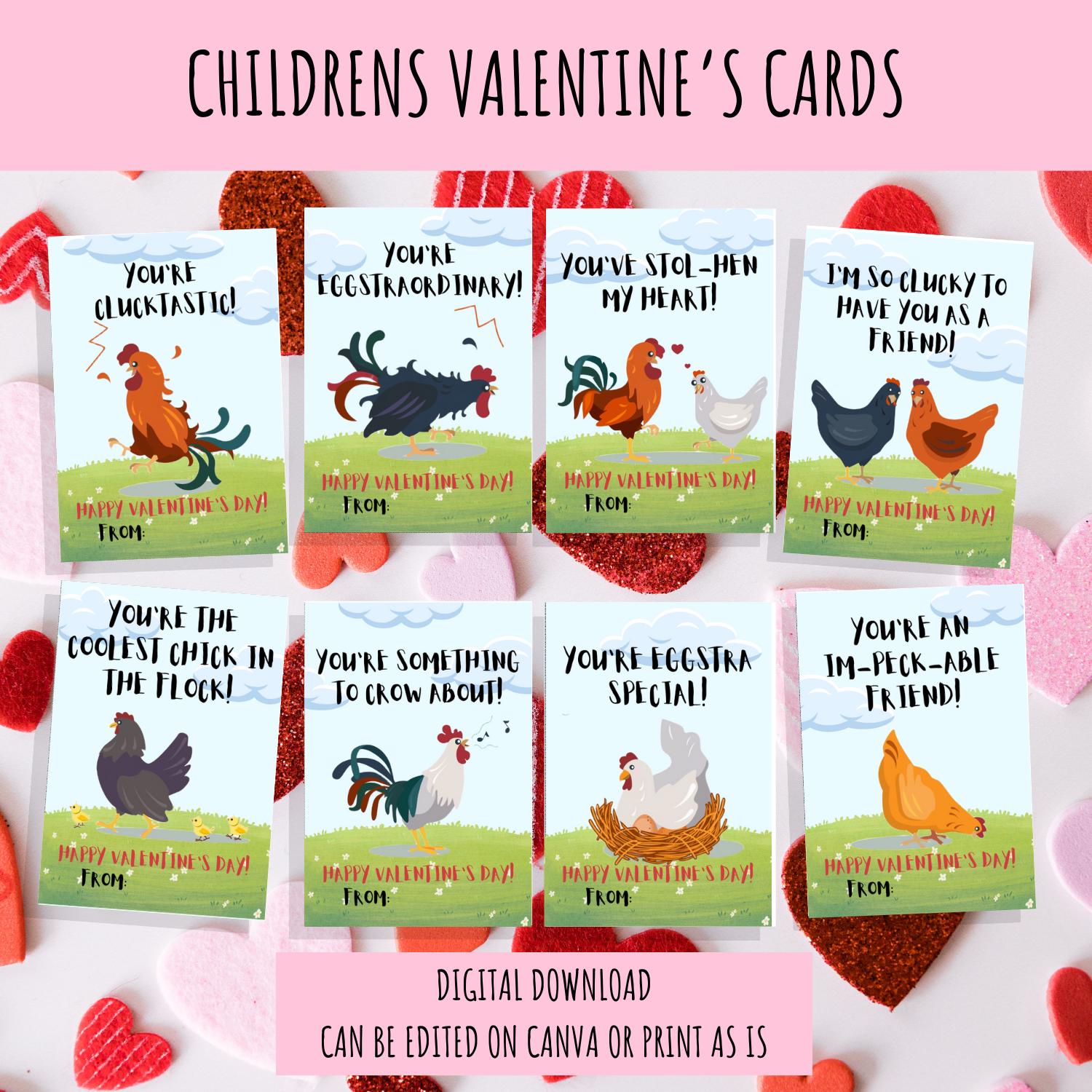 Chicken Valentine Kids Chicken Chick Valentine Card - Etsy