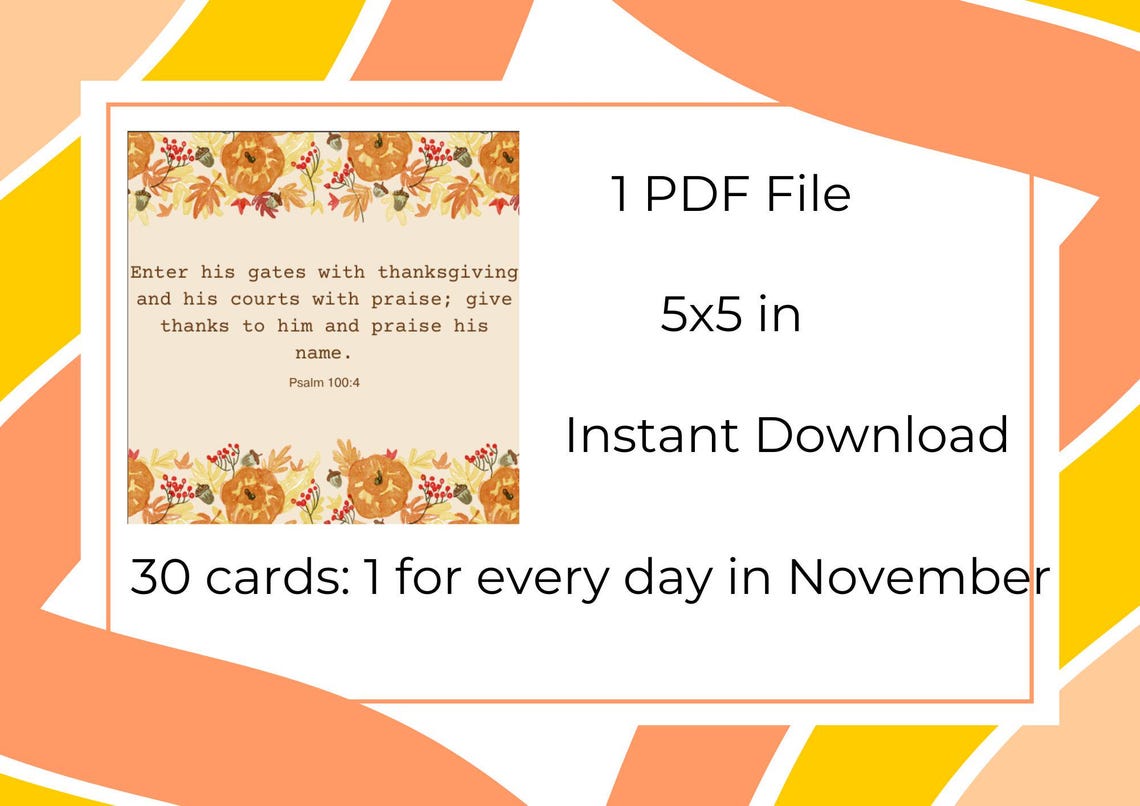 30 Thanksgiving Scripture Cards Daily Inspiration for November Memory ...