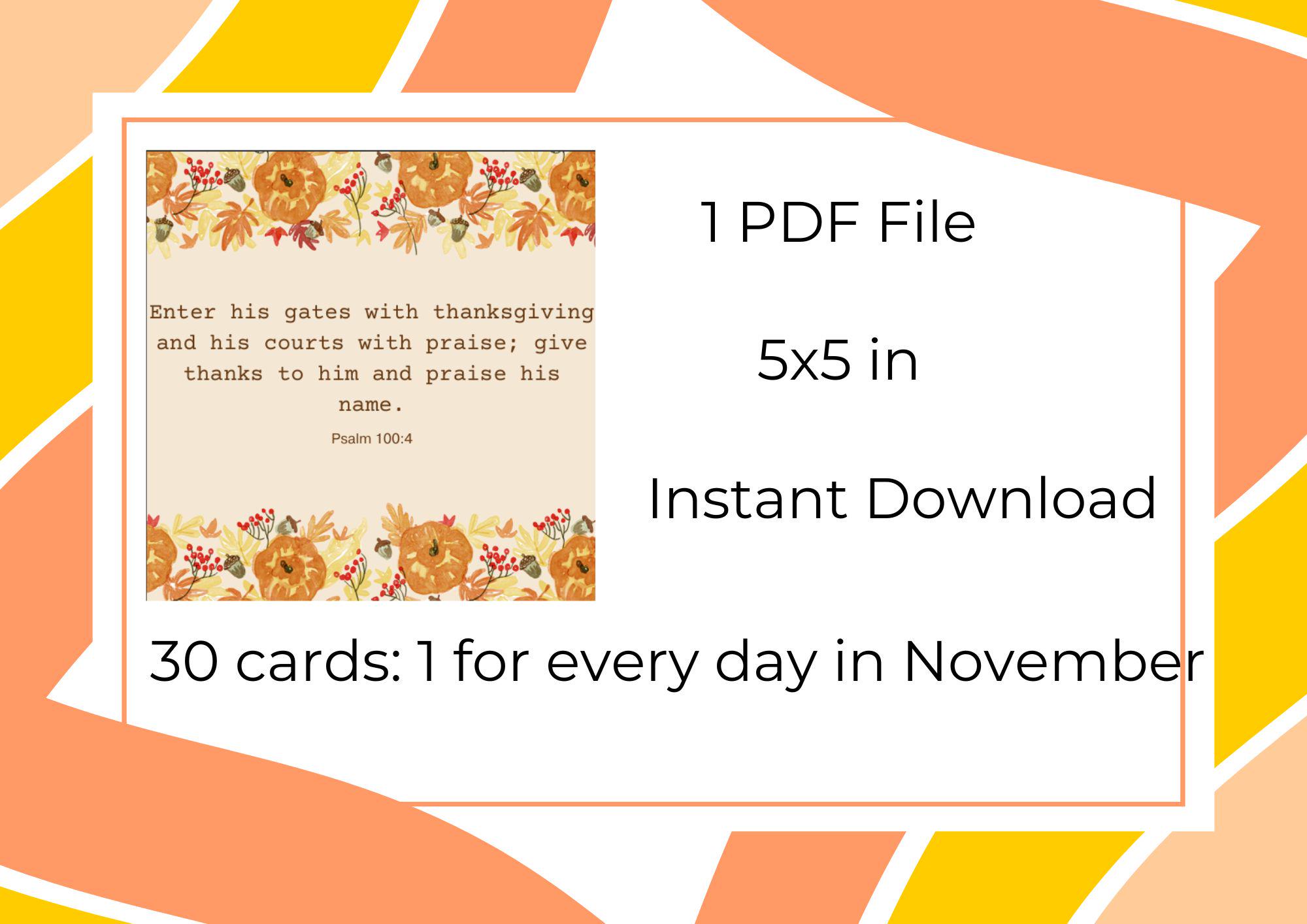 30 Thanksgiving Scripture Cards Daily Inspiration for November Memory ...