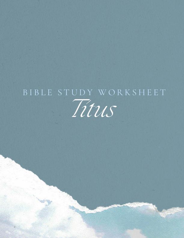Comprehensive Bible Study Worksheet on the Book of Titus - Etsy