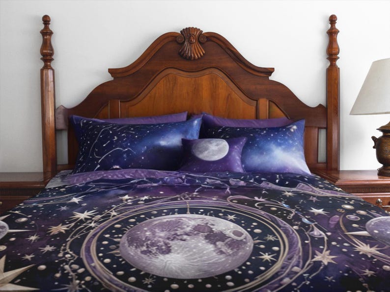 Celestial Duvet Cover, Boho Moon and Stars Microfiber Bedding - Etsy