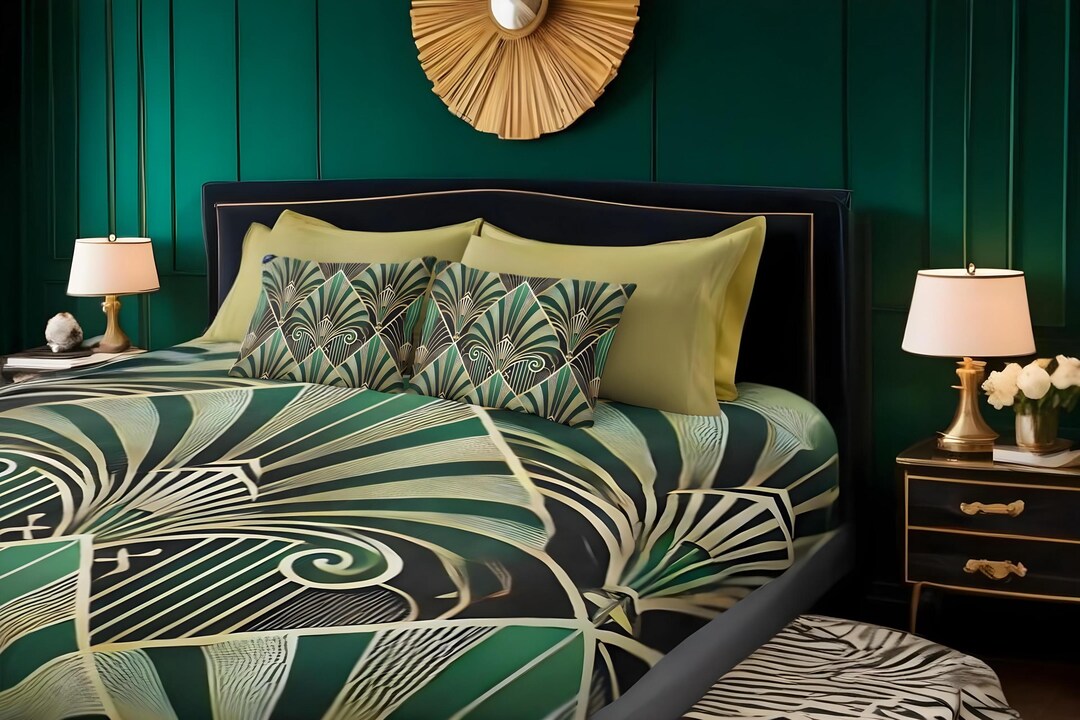 Elegant Duvet Cover Set, Art Deco Bedding, Luxury Microfiber Bedspread ...