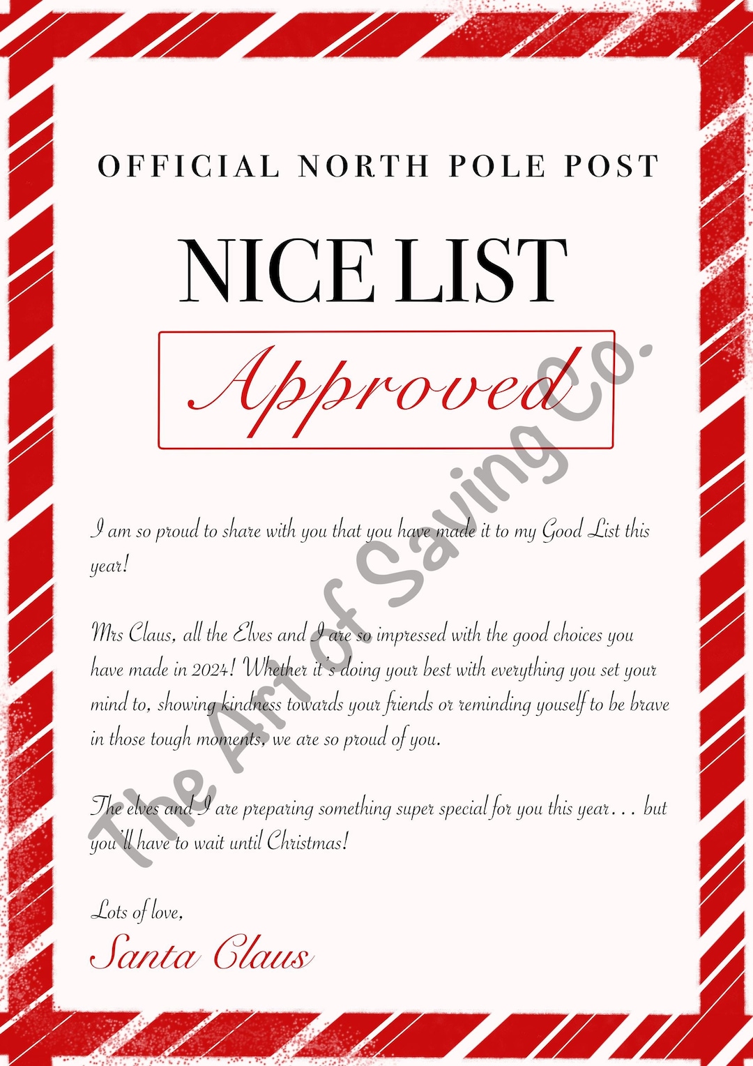 Christmas Letter From Santa, Nice List, Letter From Santa, Letter for ...
