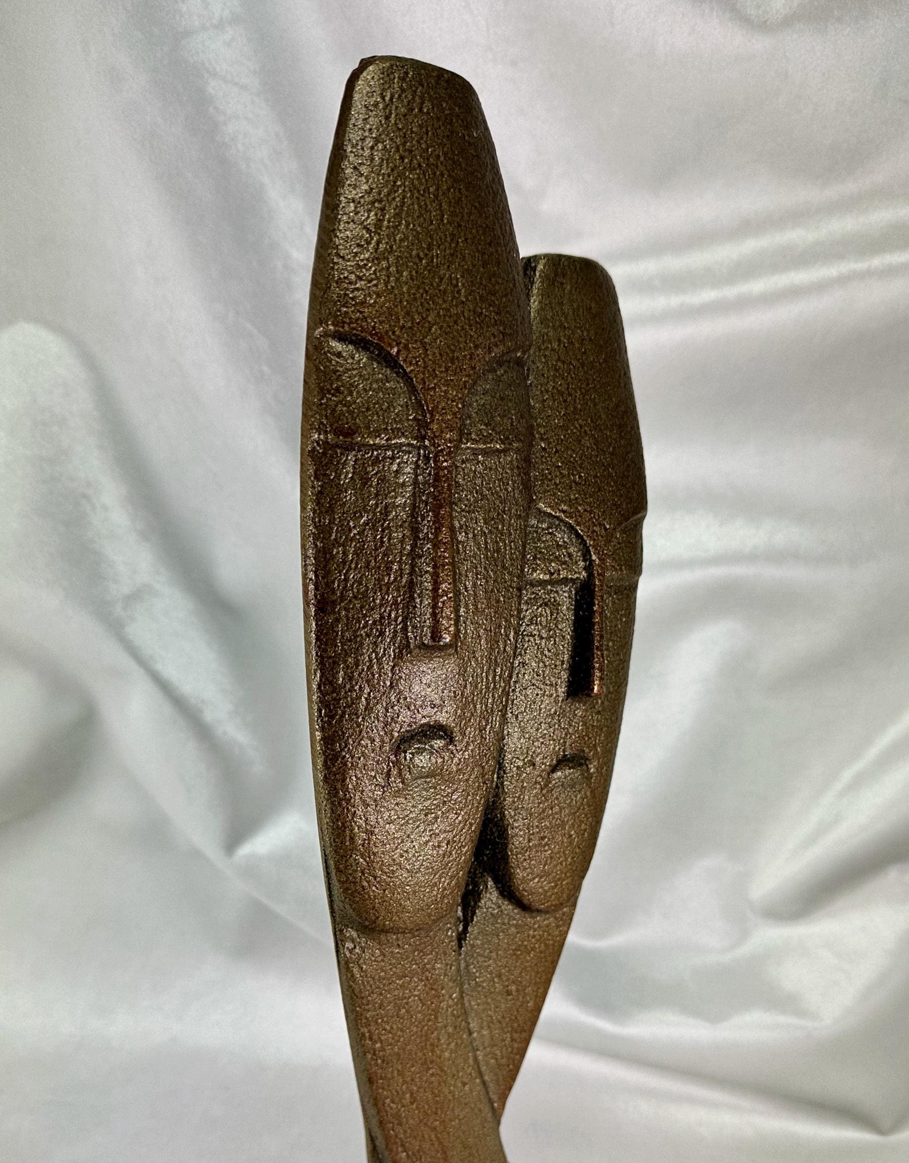 Vintage Amedeo Modigliani Style Male and Female Heads Bronze Sculpture ...