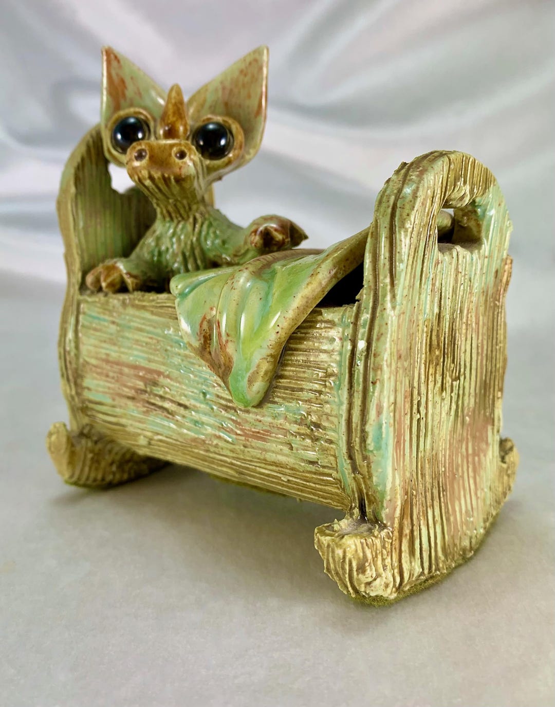 Vintage Yare Designs Pottery Baby Dragon in Crib Cot England - Etsy