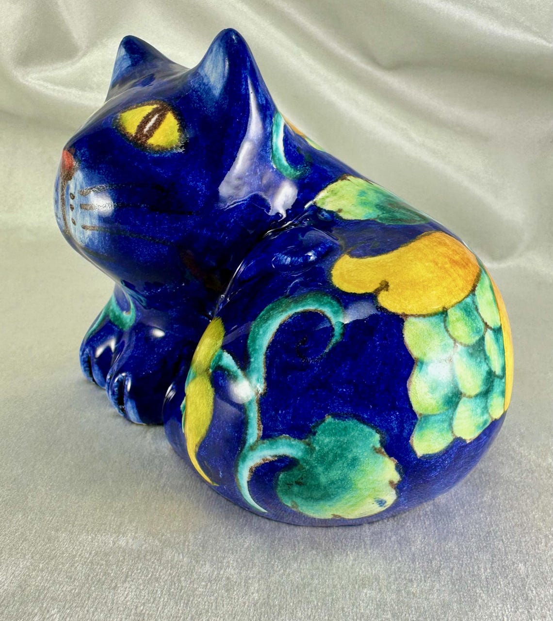 Vintage Italy Romano Innocenti Ceramic Laying Down Cobalt Blue Yellow ...