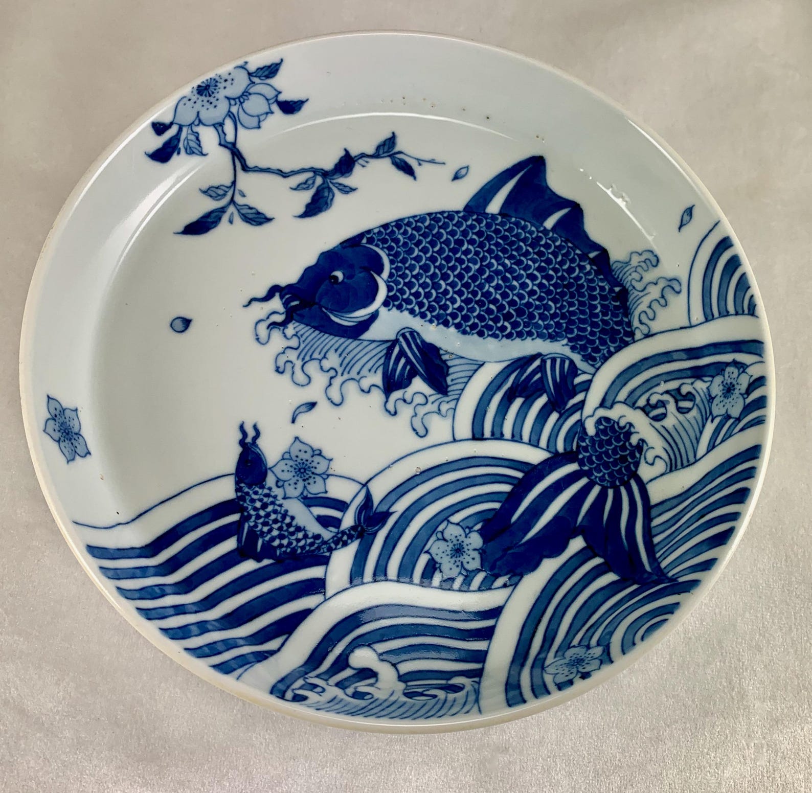 Antique Chinese Porcelain Qing Dynasty Waves With Jumping Koi Carp Fish ...