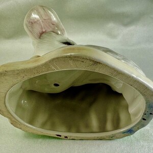 Vintage Italy Majolica White Ceramic Fennec Fox Laying on Rock Base ...