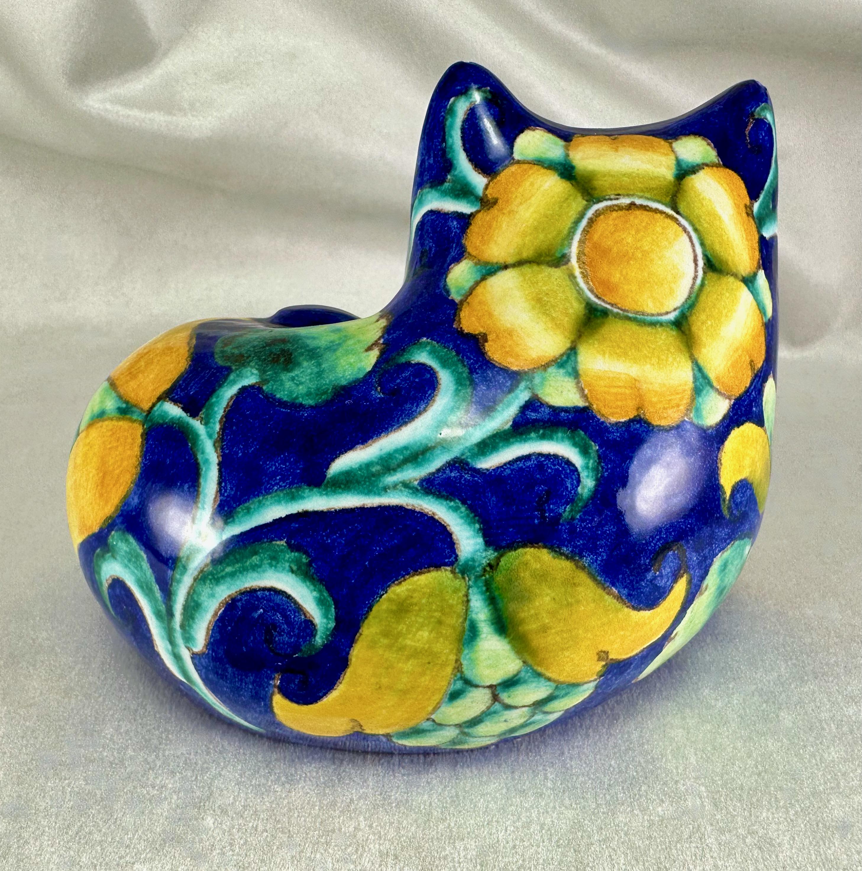 Vintage Italy Romano Innocenti Ceramic Laying Down Cobalt Blue Yellow ...