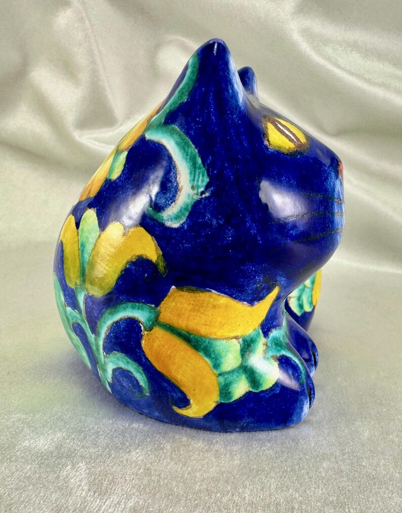 Vintage Italy Romano Innocenti Ceramic Laying Down Cobalt Blue Yellow ...