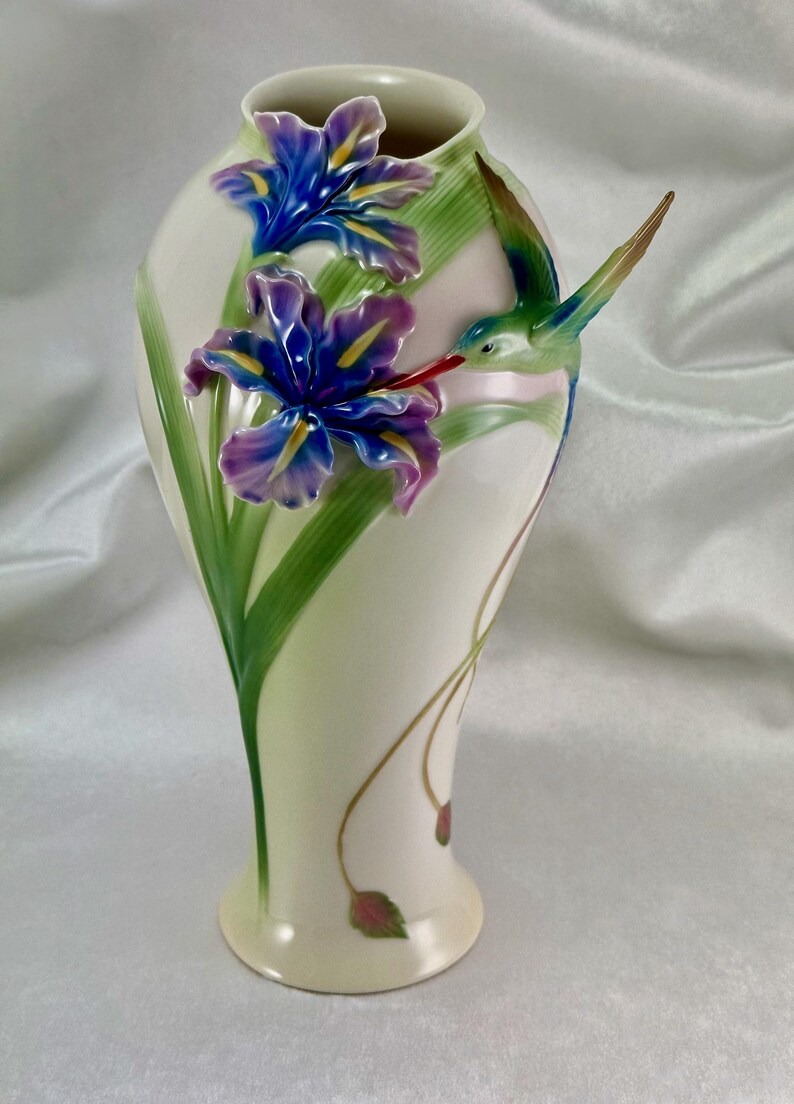 Vintage Franz Porcelain Long Tail Hummingbird Large Vase - Etsy