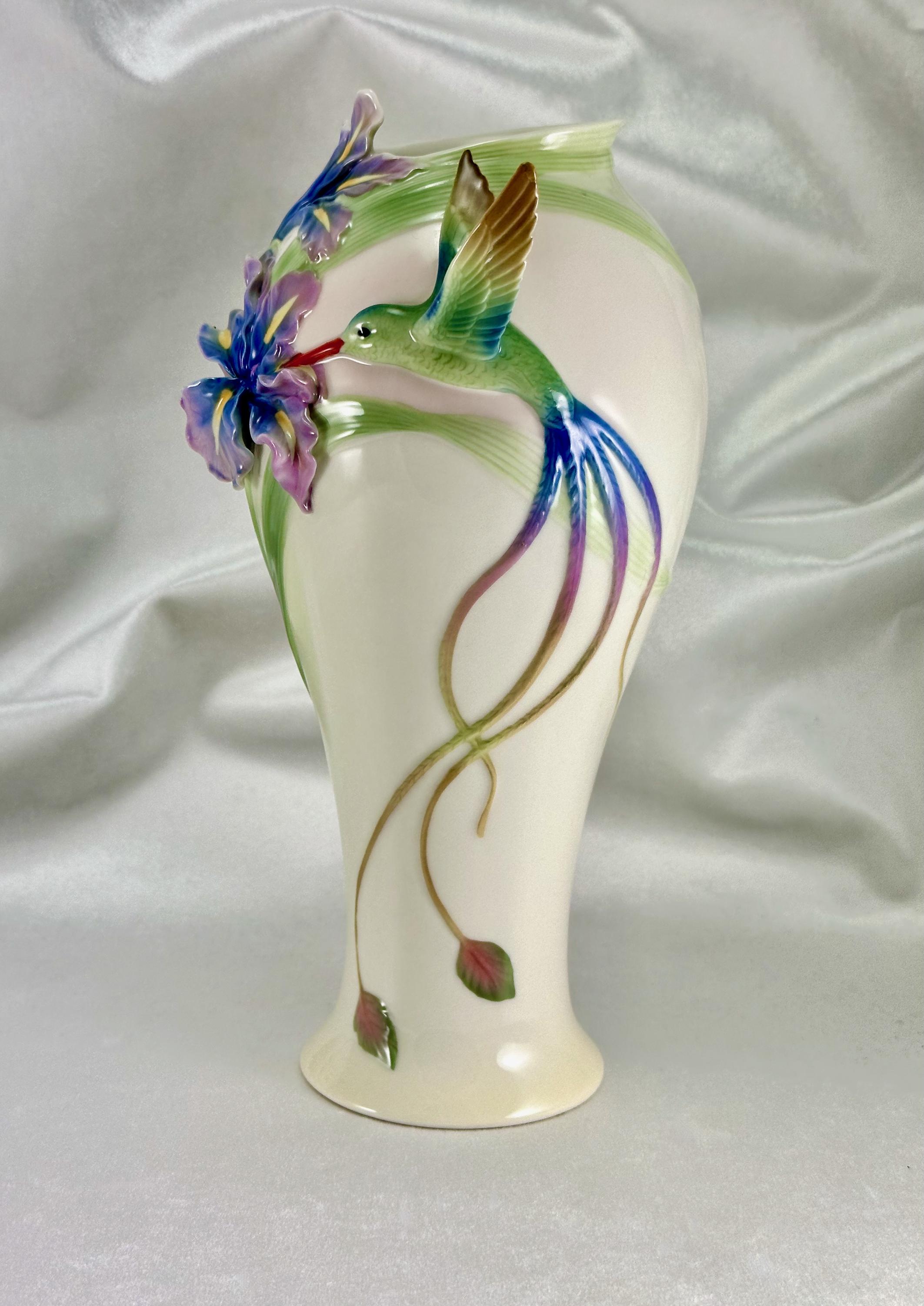 Vintage Franz Porcelain Long Tail Hummingbird Large Vase - Etsy
