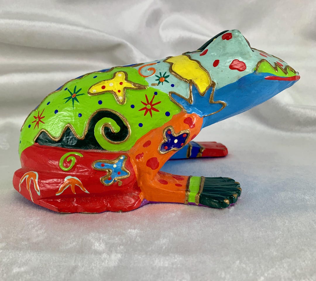Vintage Mexico Folk Art Paper Mache Frog Figurine - Etsy