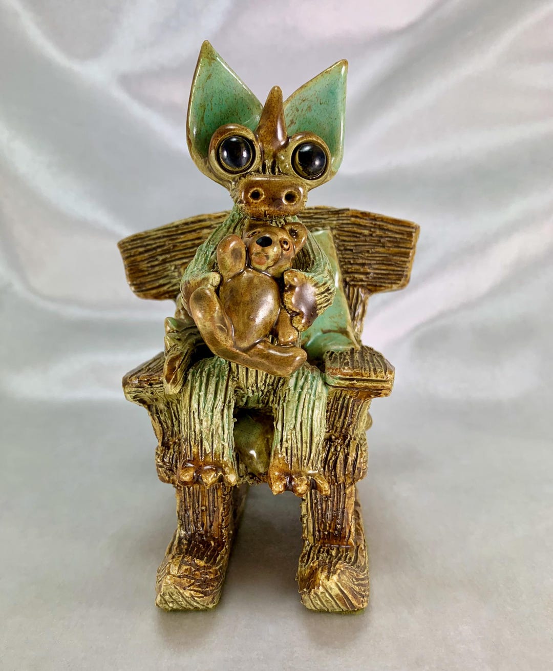 Vintage England Yare Designs Pottery Dragon in Rocking Chair With Very ...