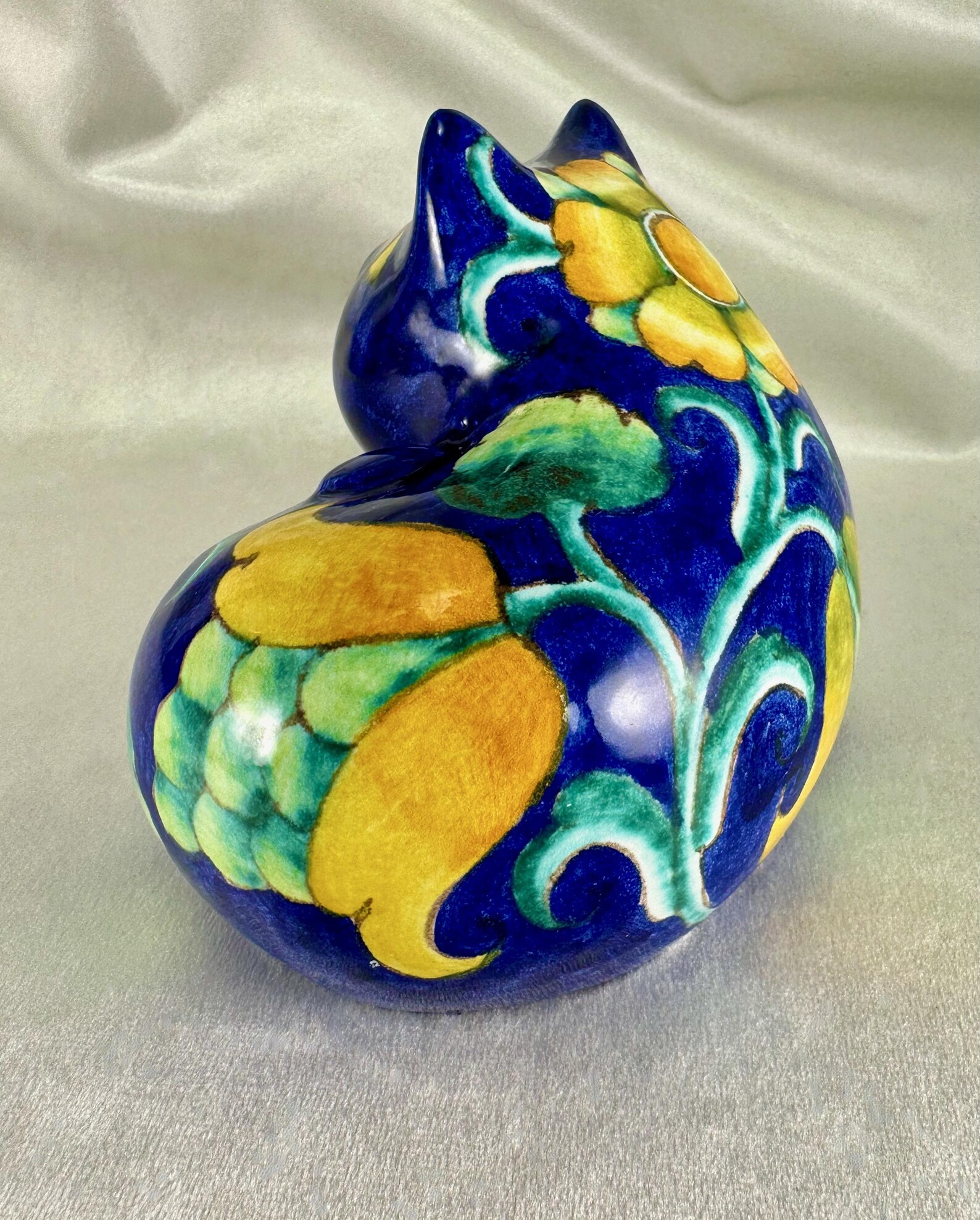 Vintage Italy Romano Innocenti Ceramic Laying Down Cobalt Blue Yellow ...