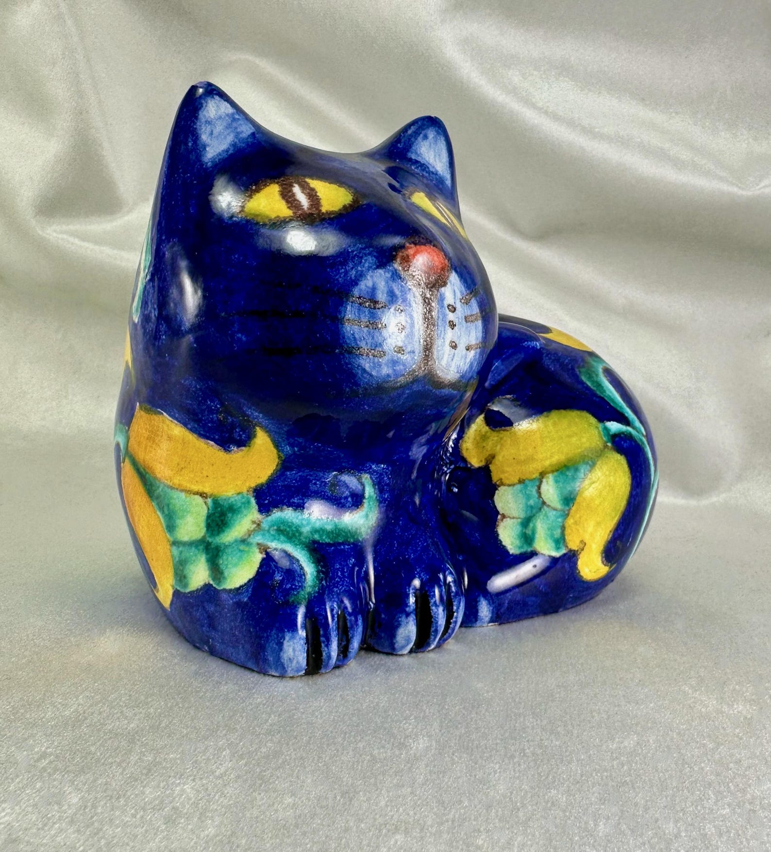 Vintage Italy Romano Innocenti Ceramic Laying Down Cobalt Blue Yellow ...