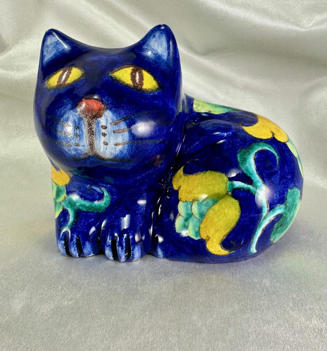 Vintage Italy Romano Innocenti Ceramic Laying Down Cobalt Blue Yellow ...