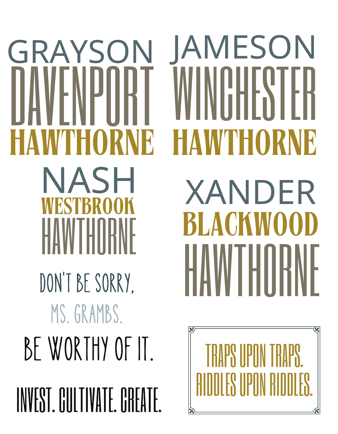 Inheritance Games SVG PNG Bundle, Hawthorne House, Grayson, Xander ...