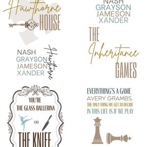 Inheritance Games SVG PNG Bundle, Hawthorne House, Grayson, Xander ...