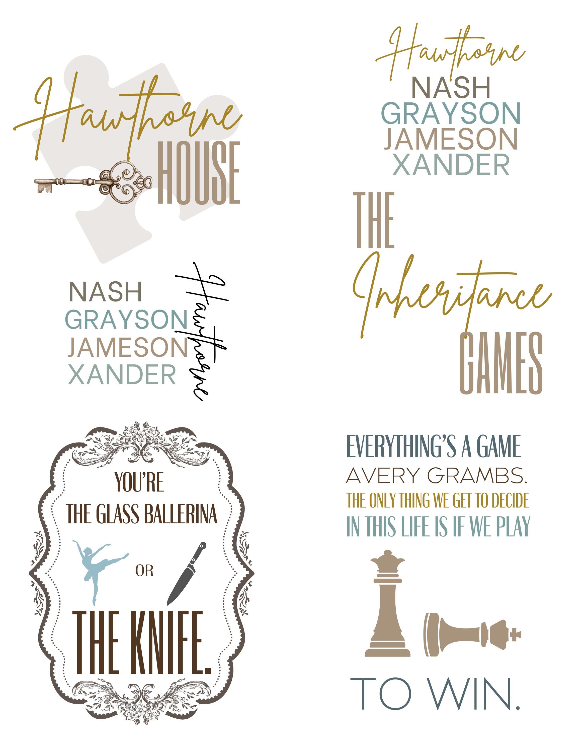 Inheritance Games SVG PNG Bundle, Hawthorne House, Grayson, Xander ...
