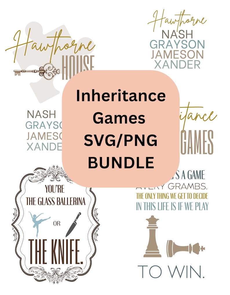 Inheritance Games SVG PNG Bundle, Hawthorne House, Grayson, Xander ...