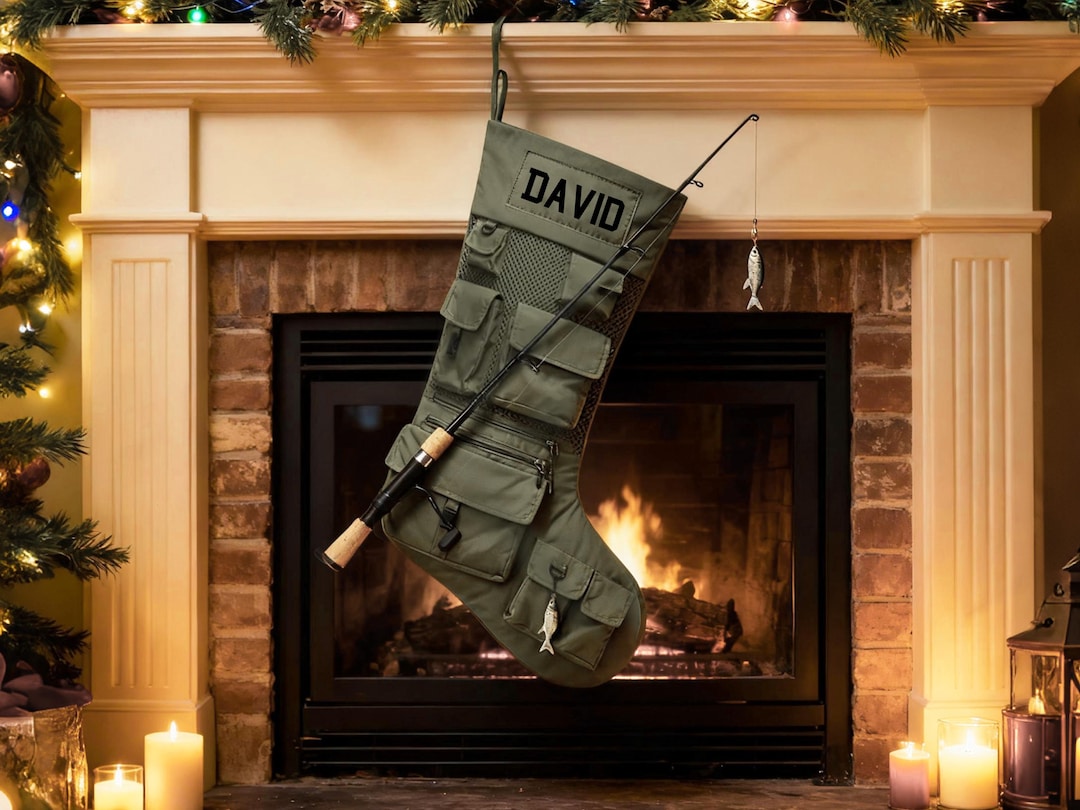 2025 Personalized Fishing Christmas Stockings Custom Fisherman Stocking ...