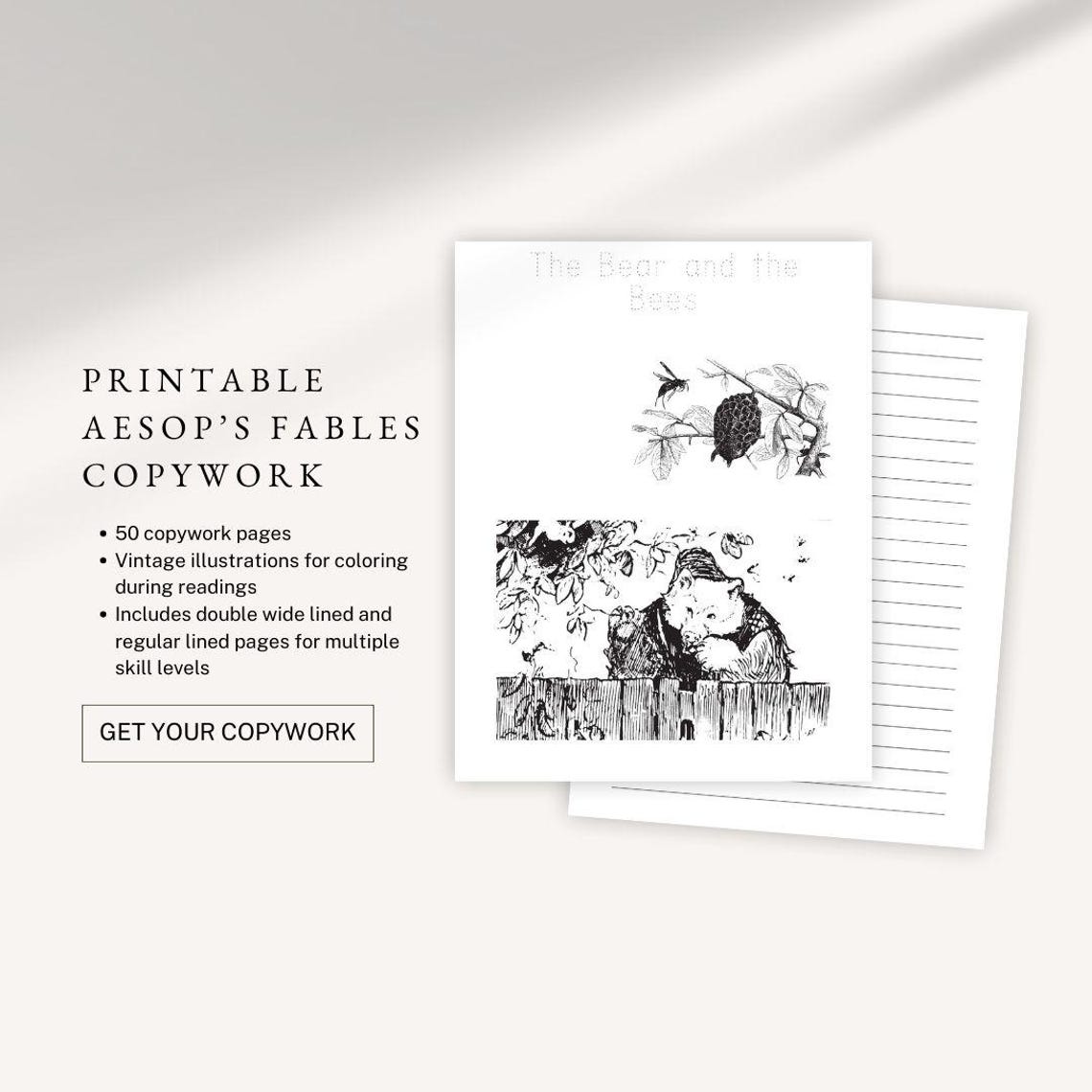 Aesop's Fables Copywork | Charlotte Mason Homeschool | Penmanship and ...