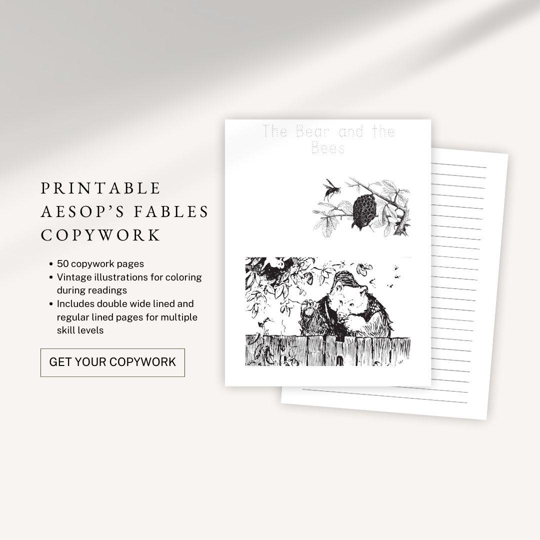 Aesop's Fables Copywork | Charlotte Mason Homeschool | Penmanship and ...