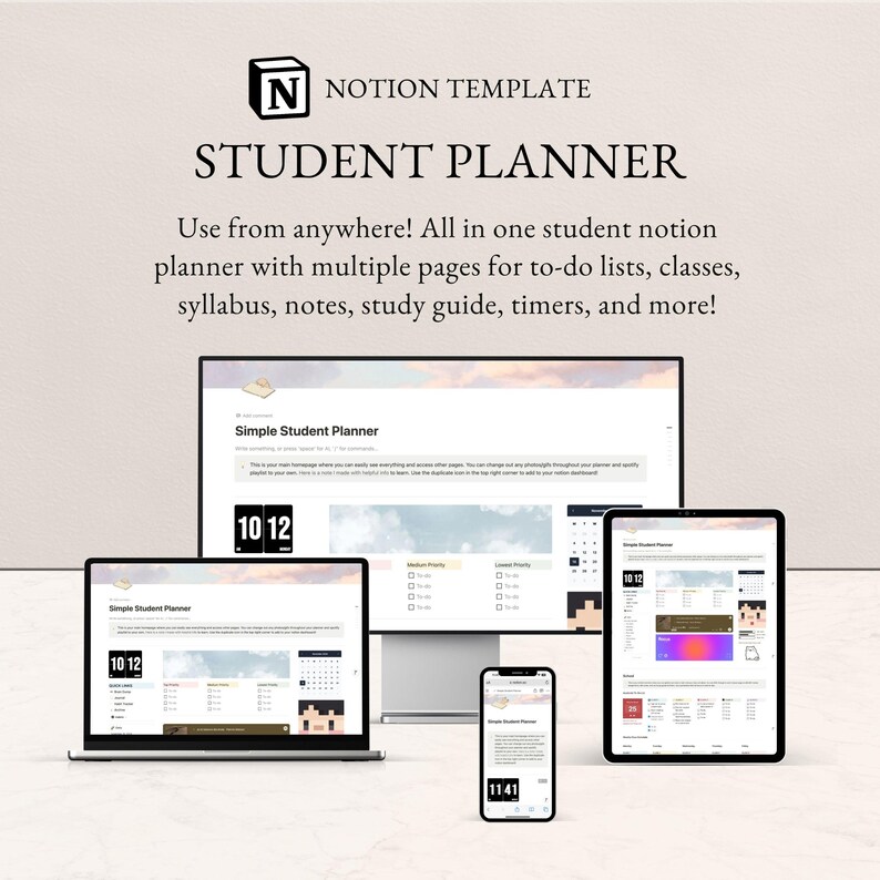 Student Planner Template | Digital Notion Planner for Academic and ...