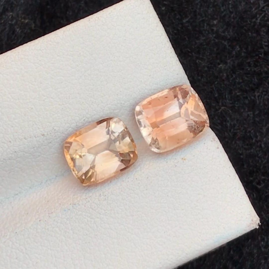 Pair Natural Imperial Topaz 5.60 CT , Cushion Cut Stone Fancy Shape ...