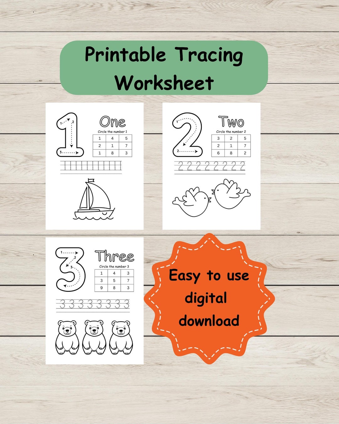 Fun Number Tracing Worksheet for Kids, Printable Number Worksheet ...