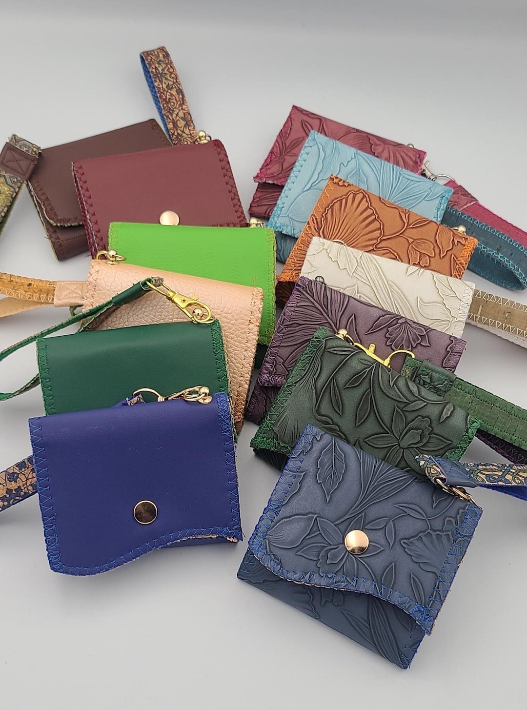 Cork & Vinyl Trifold Wallet: Compact Wristlet With Zipper Pocket - Etsy