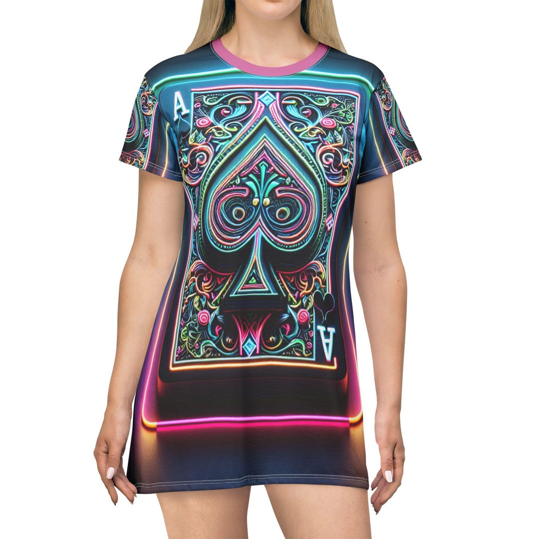 Ace of Spades T-shirt Dress, Let's Play Cards, Poker Night Outfit, Card ...