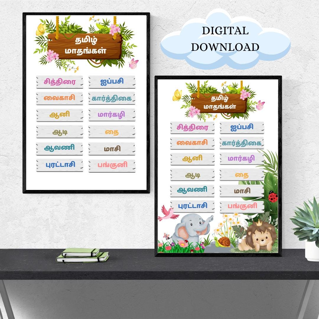 Tamil Months Educational Poster-2 Fun Designs Forest Background or ...