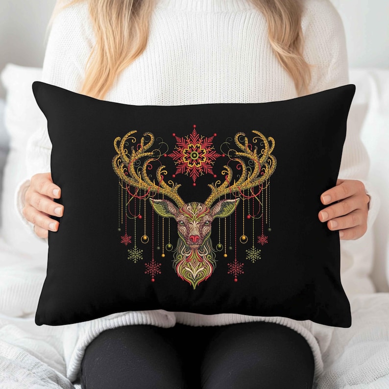 Christmas Deer Embroidery Design, Winter Reindeer Embroidery Pattern ...
