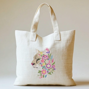 Floral Cougar Machine Embroidery Design, Puma Embroidery, Wild Cat ...