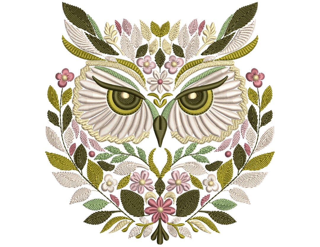 Floral Owl Embroidery Design: Machine Embroidery, Bohemian Decor, Bird ...