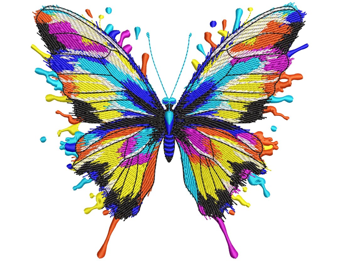 Butterfly Machine Embroidery Design, Colorful Splash Butterfly ...