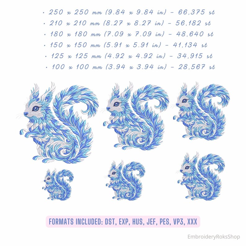 Winter Squirrel Machine Embroidery Design, Winter Frost Squirrel Design ...