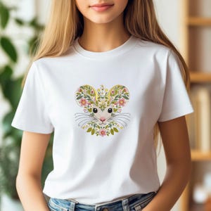Floral Mouse Embroidery Design, Mouse Machine Embroidery Design, Floral ...