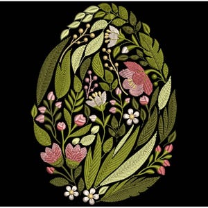 Floral Easter Egg Machine Embroidery Design, Floral Easter Egg ...