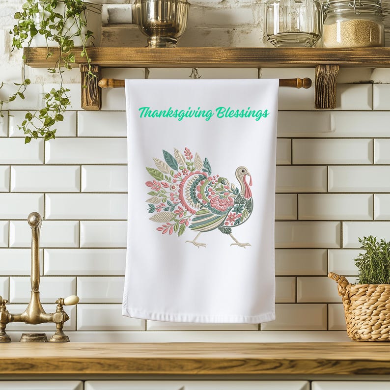 Floral Turkey Embroidery Design, Machine Embroidery Thanksgiving Turkey ...