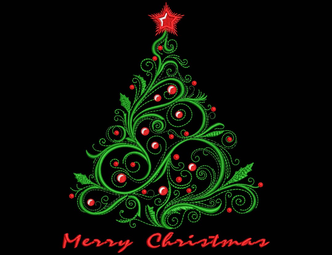 Christmas Tree Embroidery Design, Festive Christmas Tree Embroidery ...