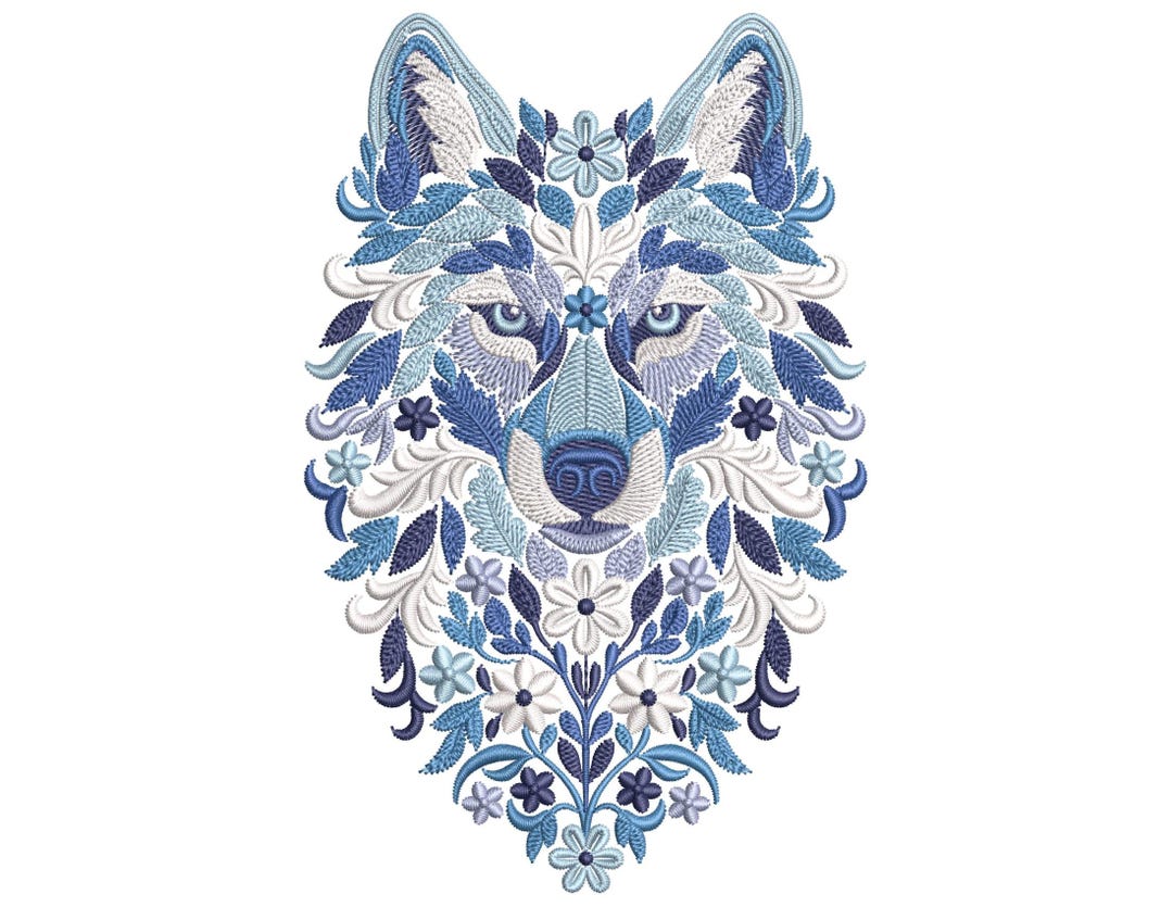 Winter Wolf Embroidery Design – Machine Embroidery Pattern PES, Floral ...