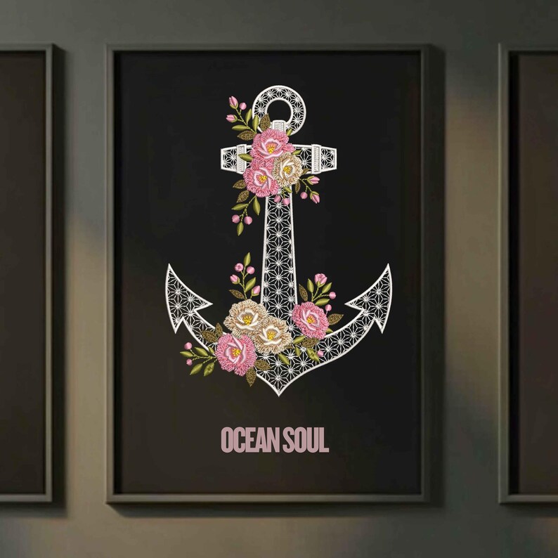 Floral Anchor Machine Embroidery Design, Anchor Machine Embroidery ...