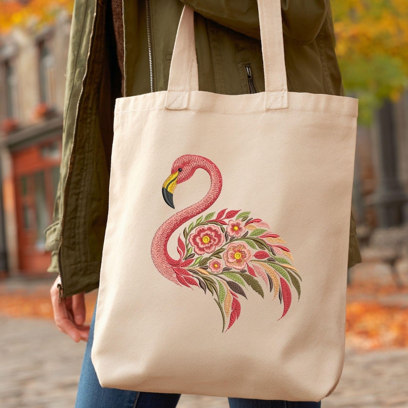 Flamingo Embroidery Design PES, Floral Bird Machine Embroidery File ...