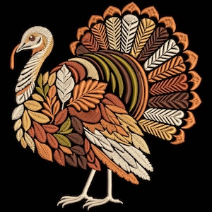 Autumn Turkey Embroidery Design, Perfect for Fall Decor, Thanksgiving ...