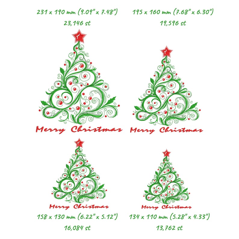Christmas Tree Embroidery Design, Festive Christmas Tree Embroidery ...